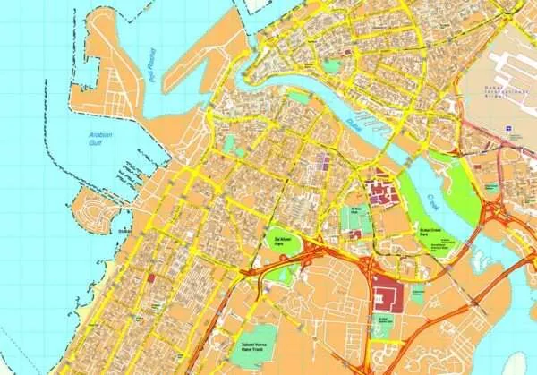 Dubai Vector map. EPS Illustrator Vector Maps of Asia Cities. Eps ...