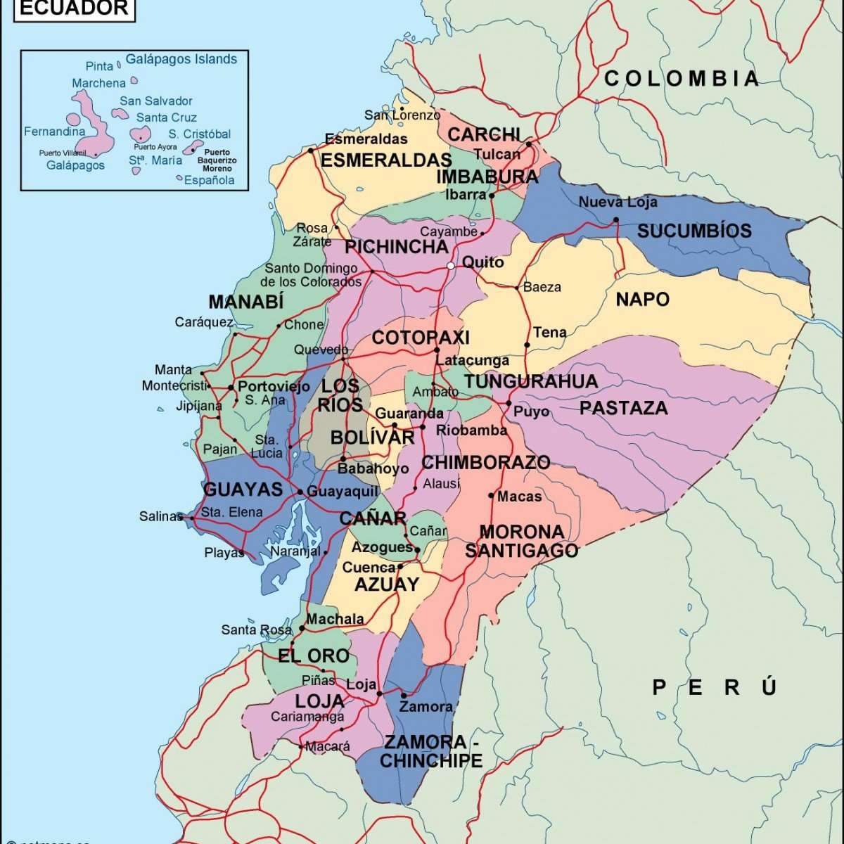 ecuador political map | Download vector maps for Adobe Illustrator