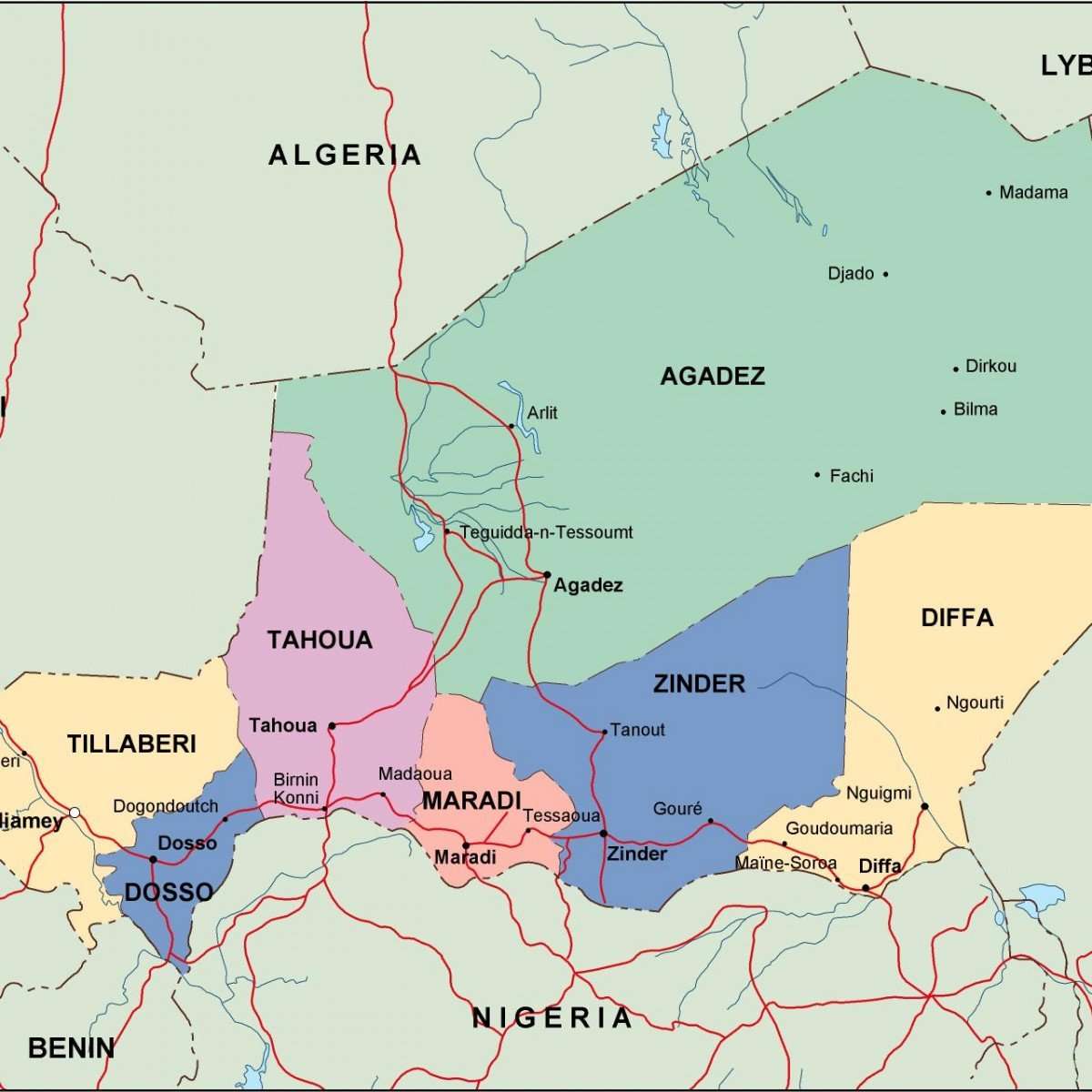 niger political map | Download vector maps for Adobe Illustrator