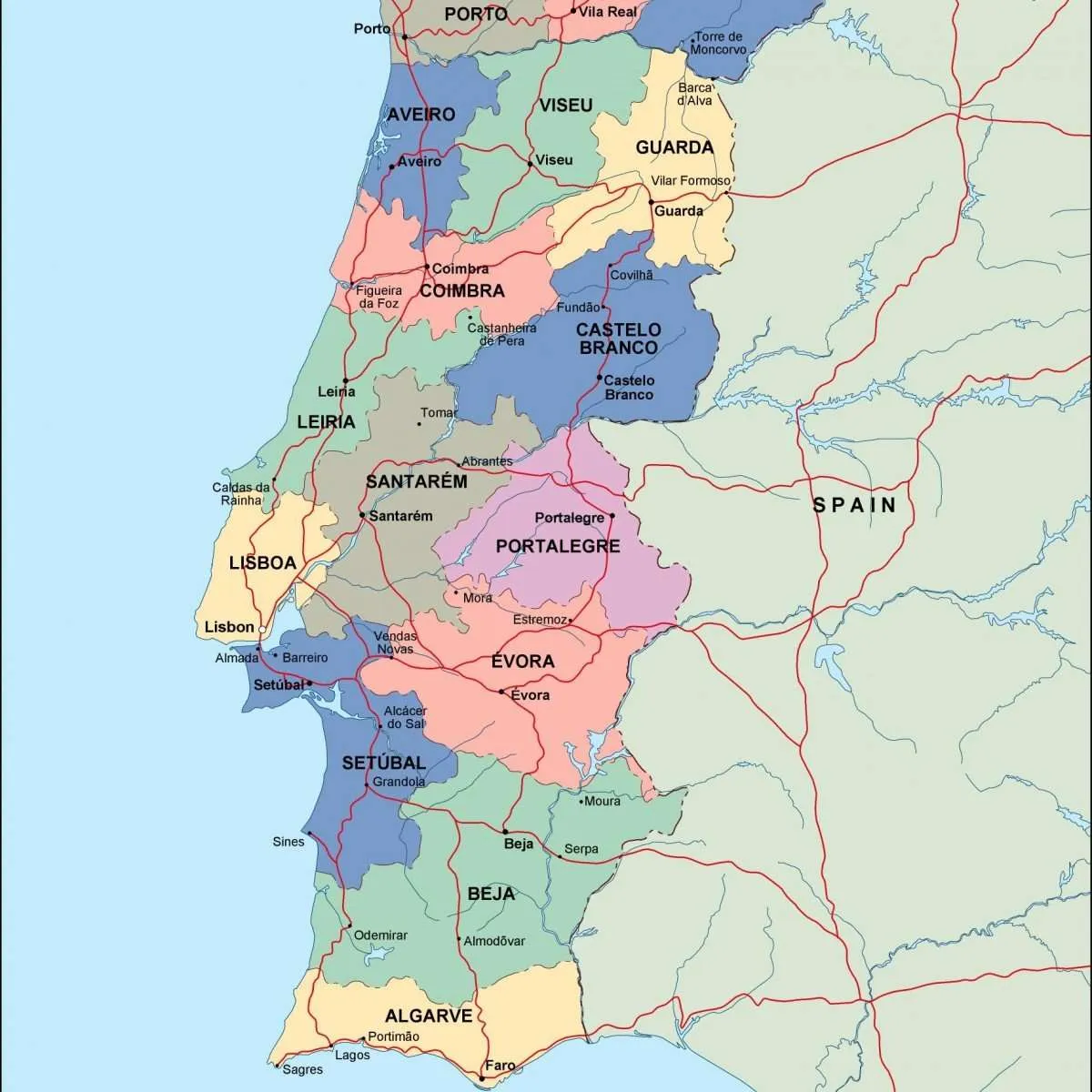 portugal political map | Download vector maps for Adobe Illustrator