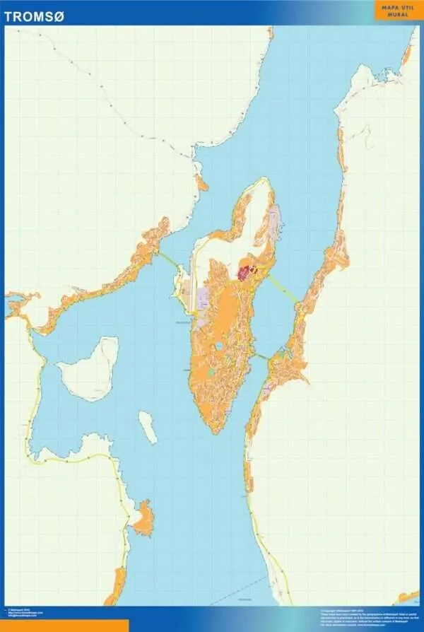 Tromso kart. Illustrator Vector Eps maps. EPS Illustrator Map | Vector maps