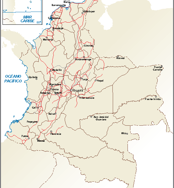 Colombia mapa grupos etnicos | Vector maps